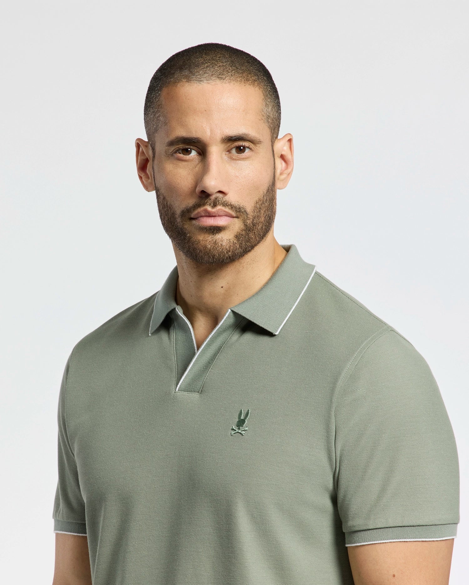 Mens Green East Hills Johnny Collar Polo | Psycho Bunny