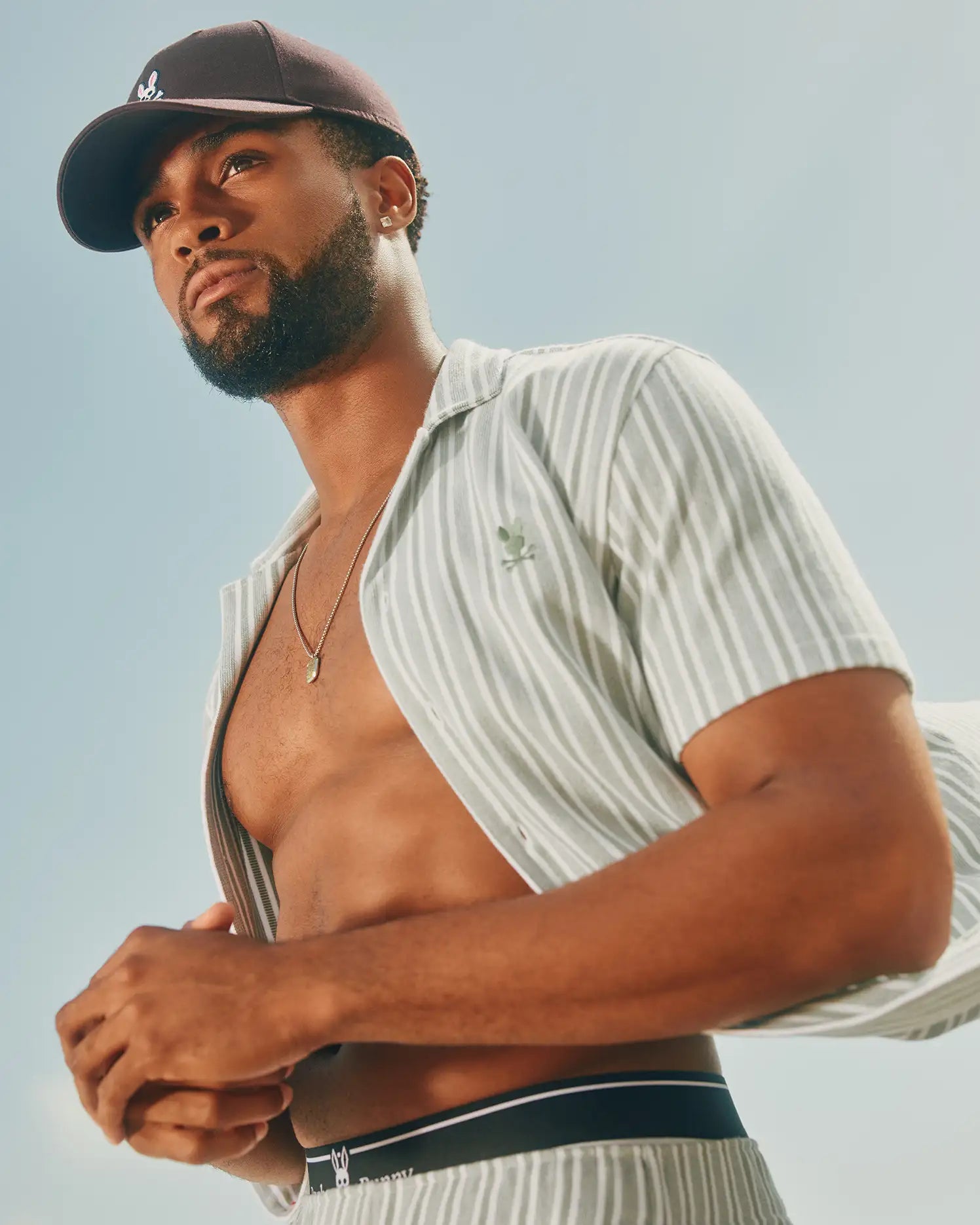 Mens Green Robert Texture Stripe Shirt | Psycho Bunny – Psycho Bunny Canada