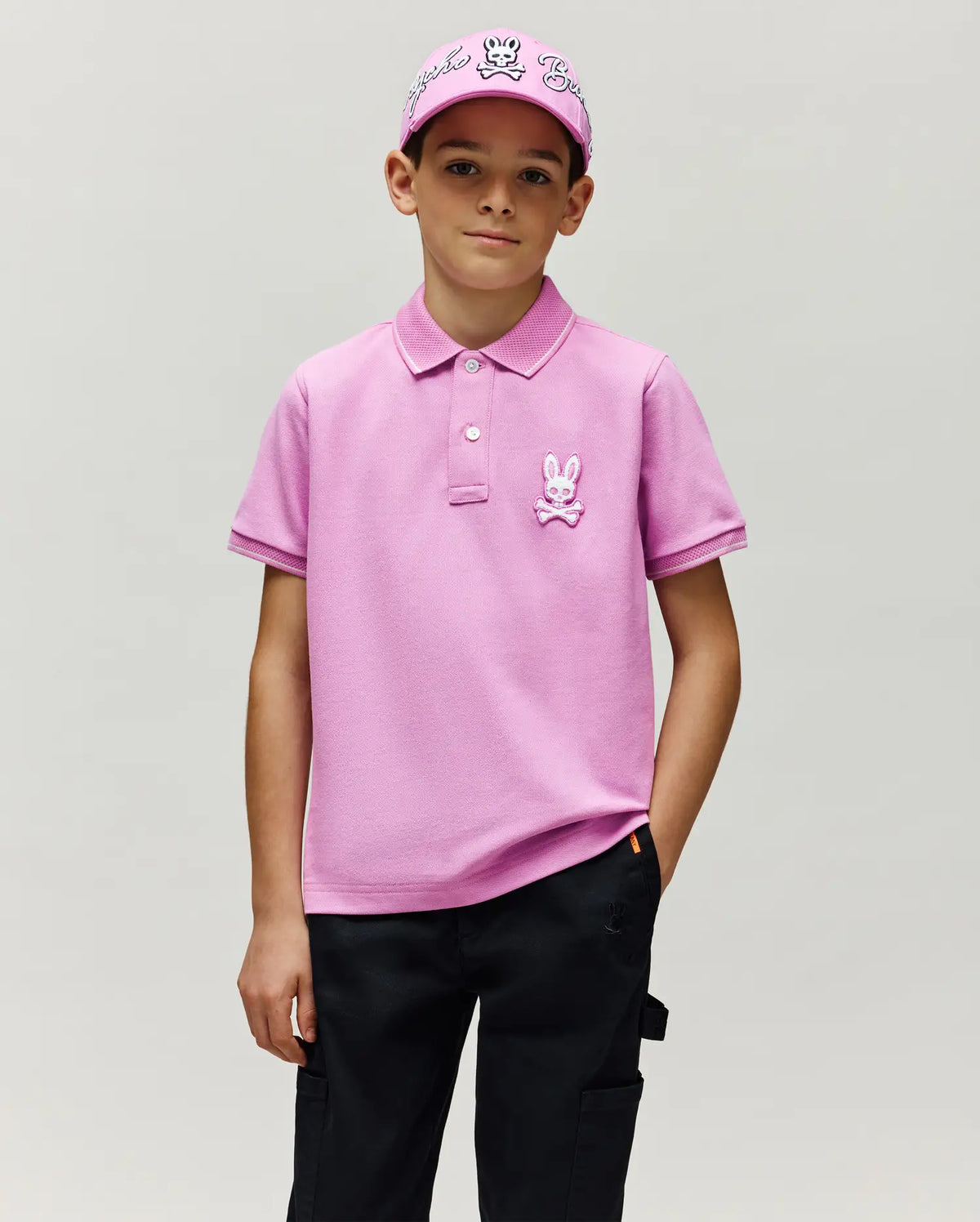 Kids' Tate Bunny Pique Polo in Pink | Psycho Bunny